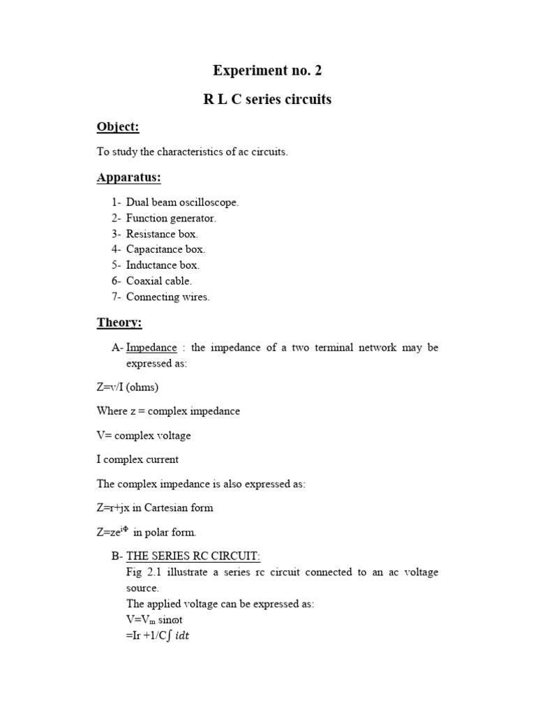 RLC Series Circuit-1 | PDF | Electrical Impedance | Electrical Network