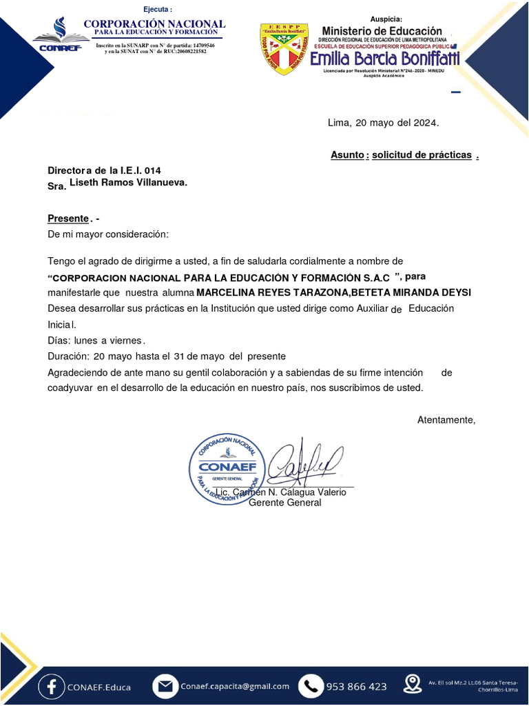 Marcelina Reyes Tarazona y Beteta Miranda Deysi | PDF