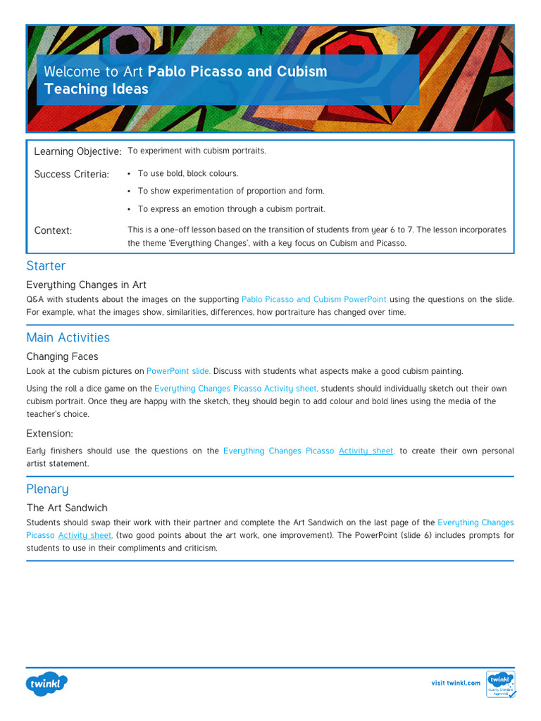 Everything Changes Picasso and Cubism Teaching Ideas | PDF | Art