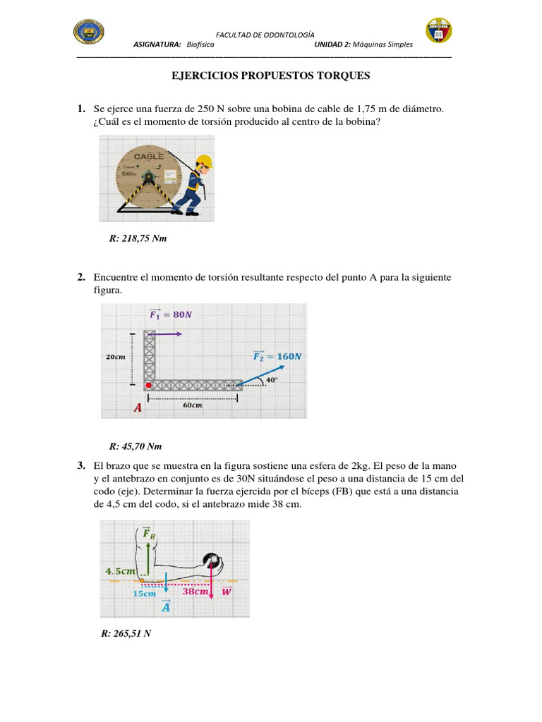 Ejercicios Propuestos Torques | PDF | Codo