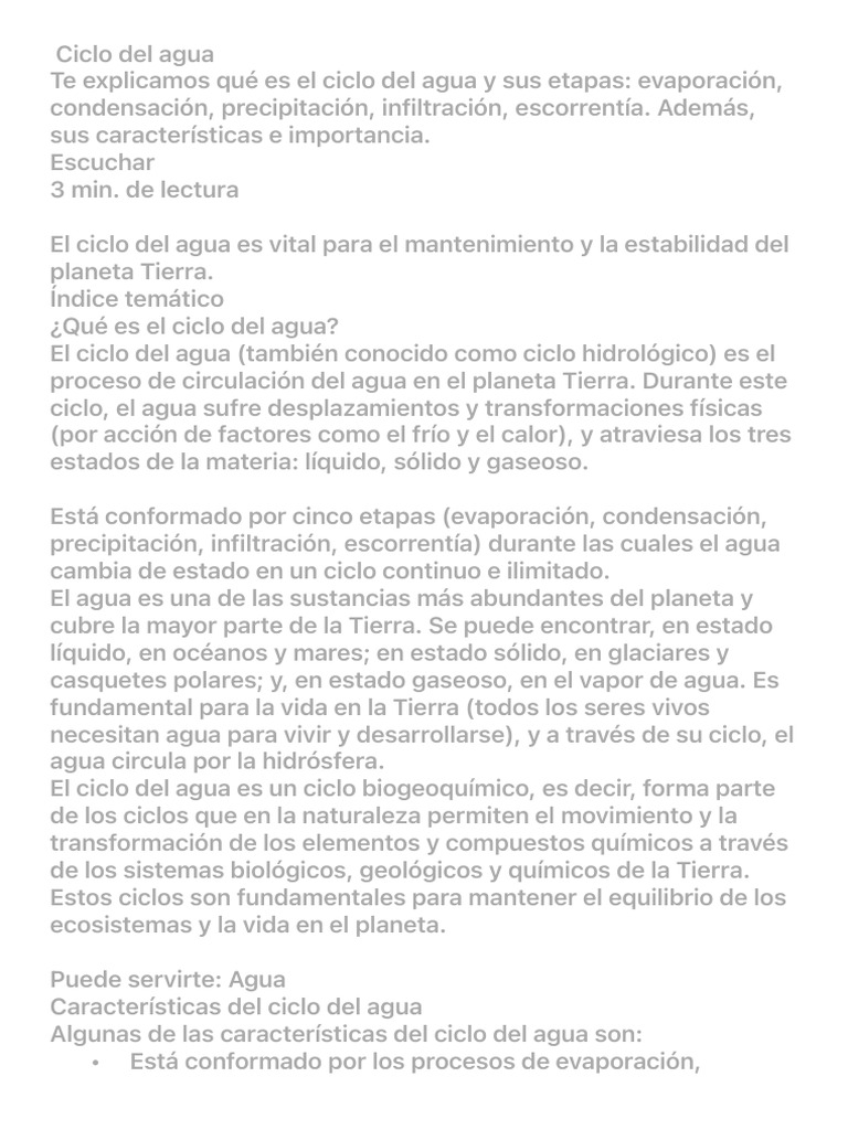Editor de Texto | PDF | Agua | El ciclo del agua