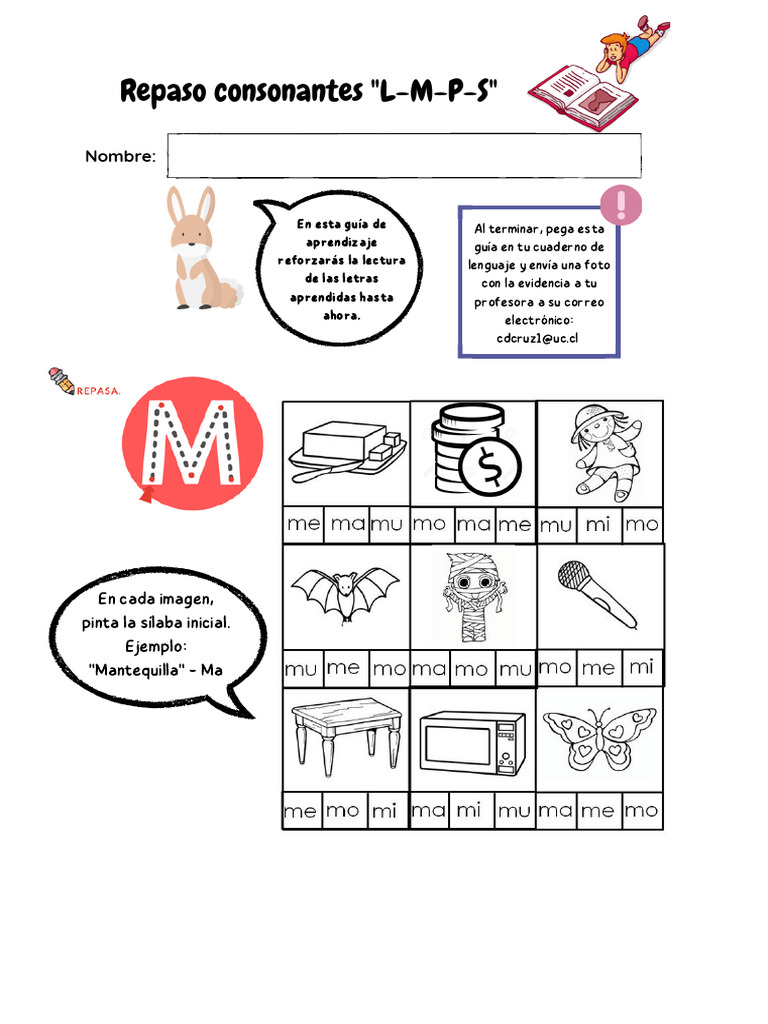 Repaso de Consonantes L-M-P-S para Niños | PDF