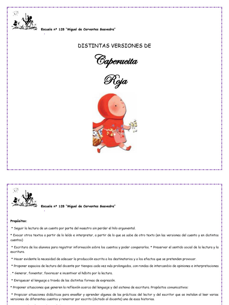 Secuencias diferentes versiones de Caperucita Roja | PDF | Caperucita ...