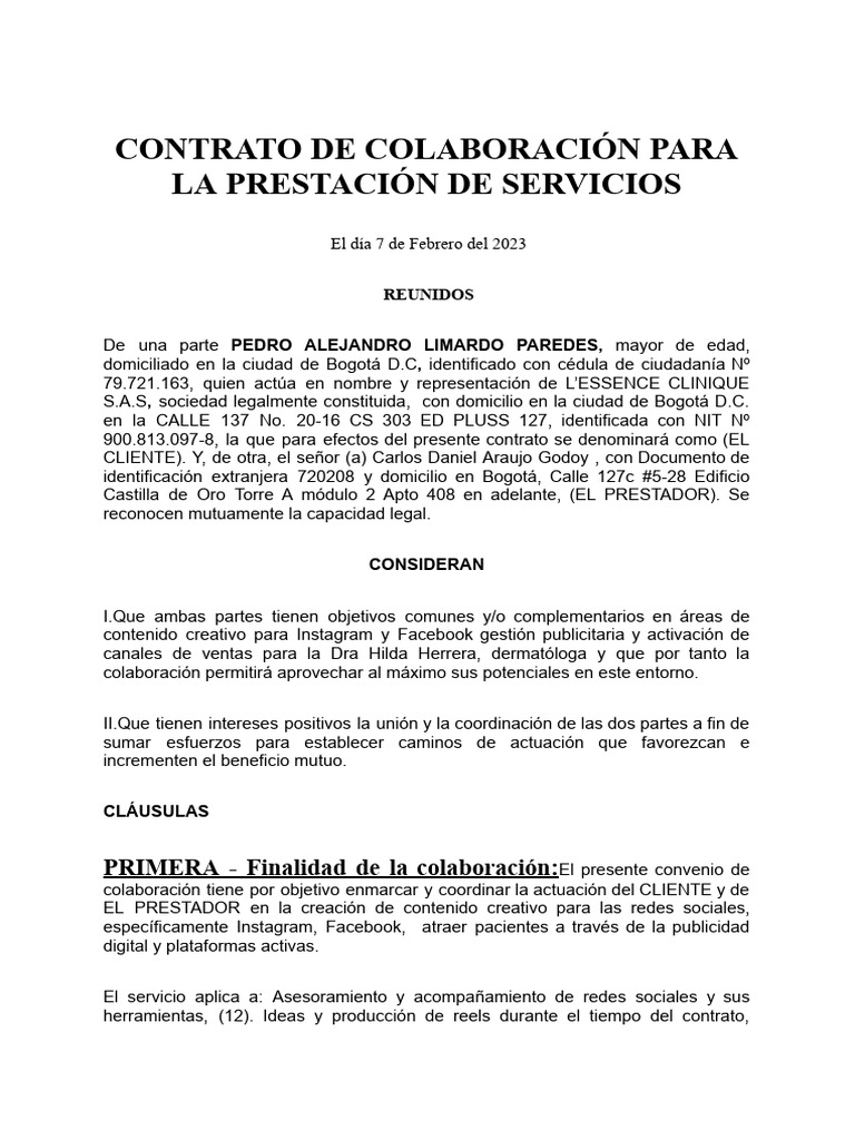 Contrato Colaboración para Ejemplo General | PDF | Derecho laboral | Jurisdicción
