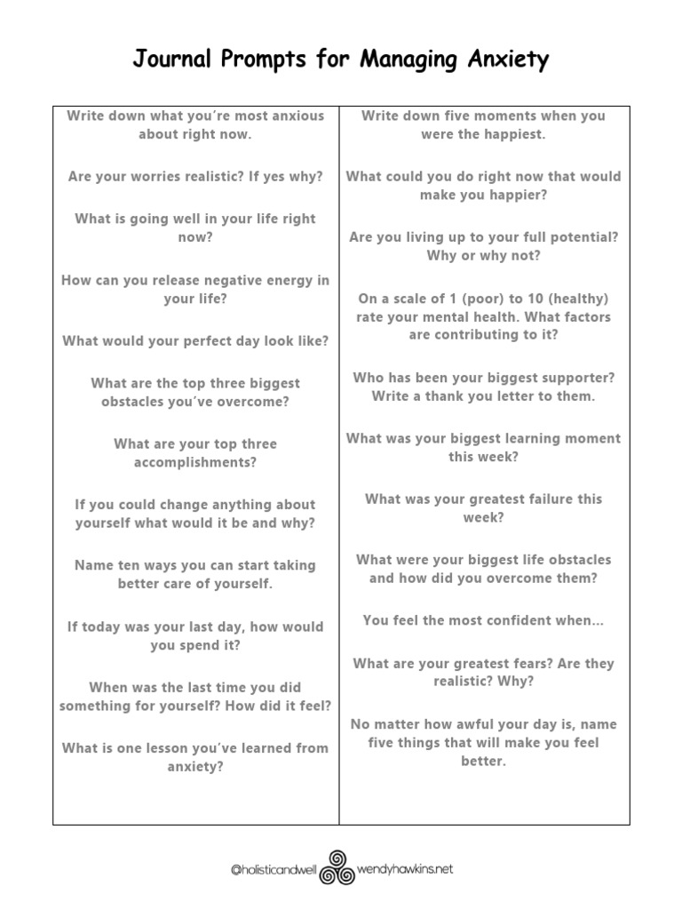 50 Anxiety Journal Prompts | PDF | Anxiety | Emotions