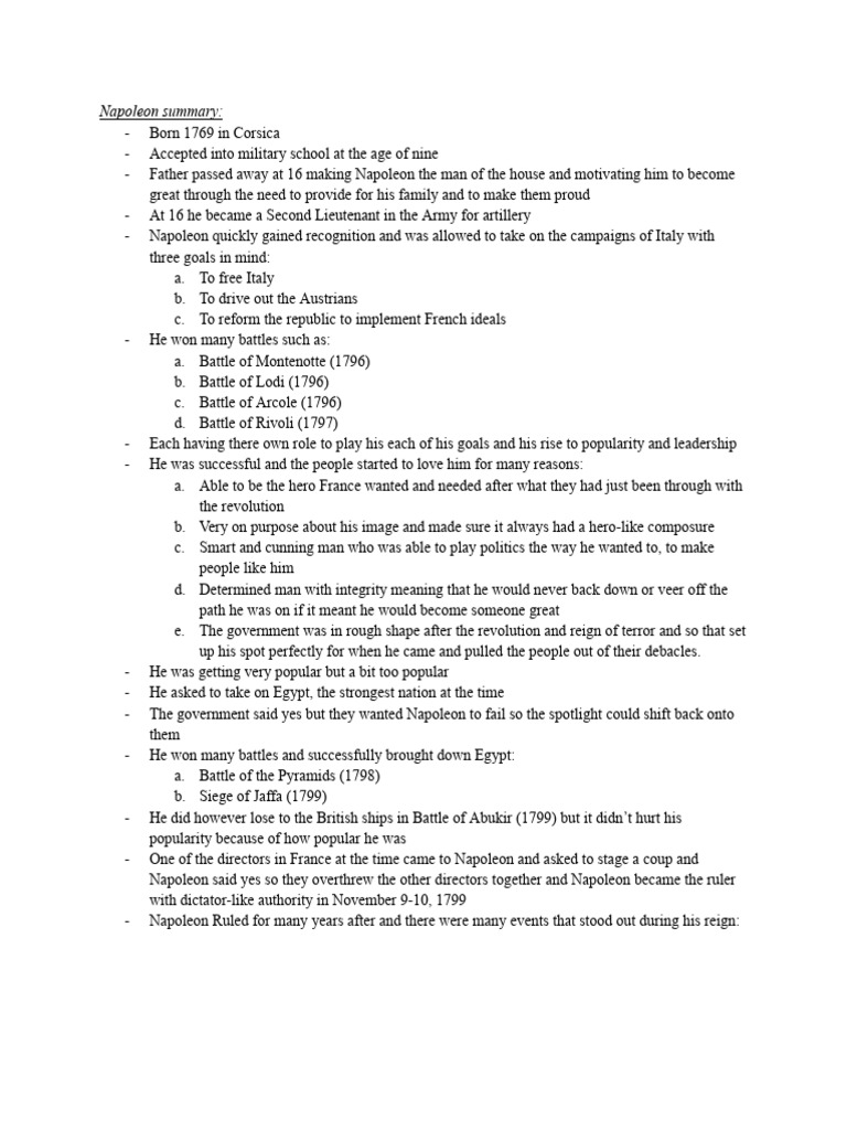 Napoleon summary_ | PDF | Napoleon | First French Empire