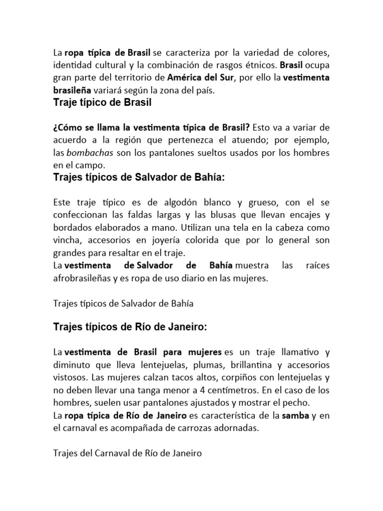 La Ropa Tipica de Brasil | PDF | Ropa | Moda