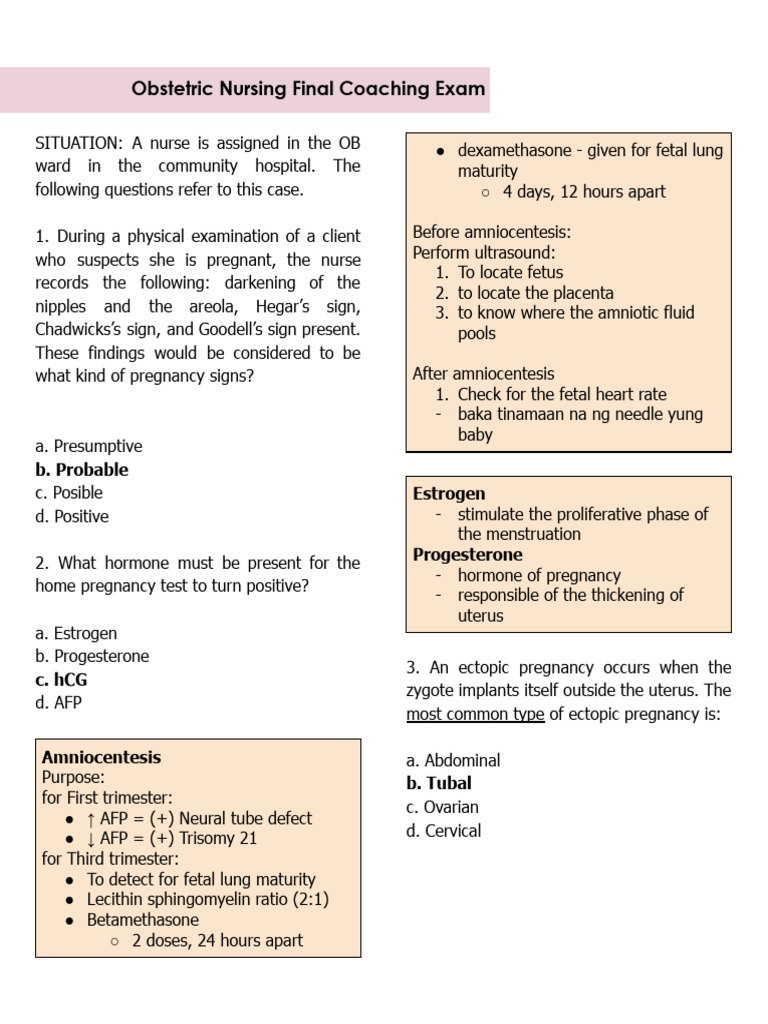 OB Final coaching exam | Download Free PDF | Pregnancy | Edema