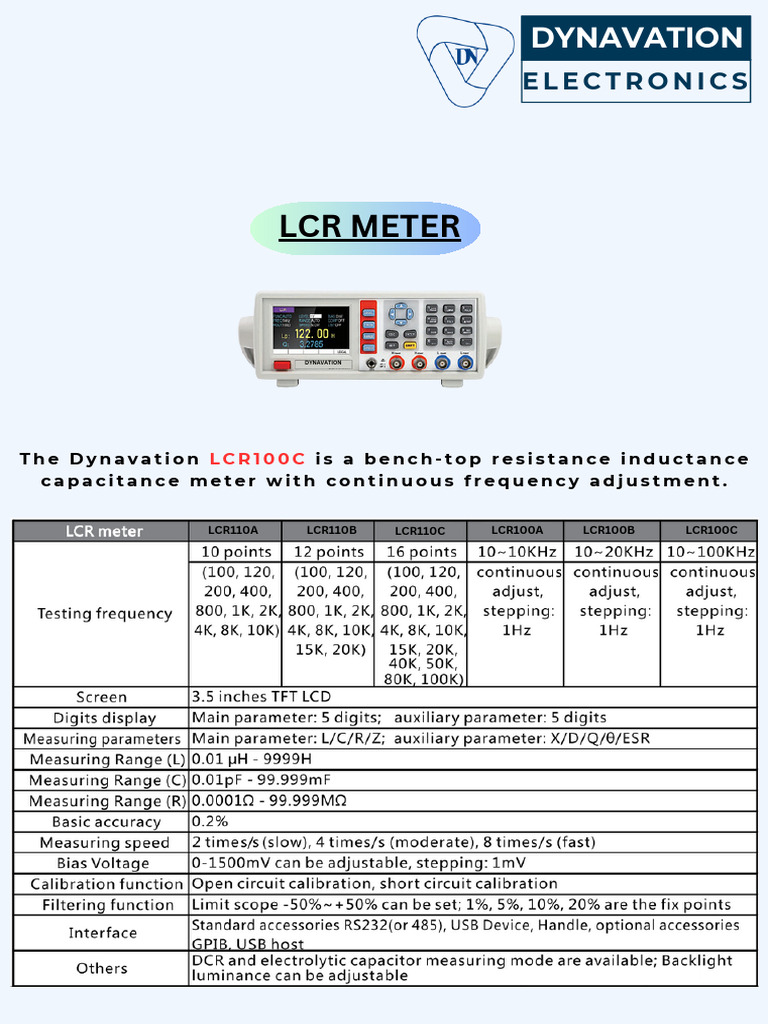 Dynavation LCR Meter Overview | PDF | Science & Mathematics