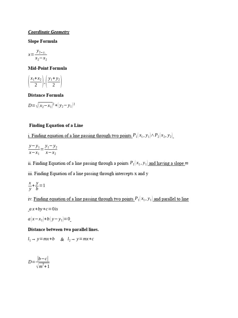 Coordinate Geometry Formulas Explained | PDF