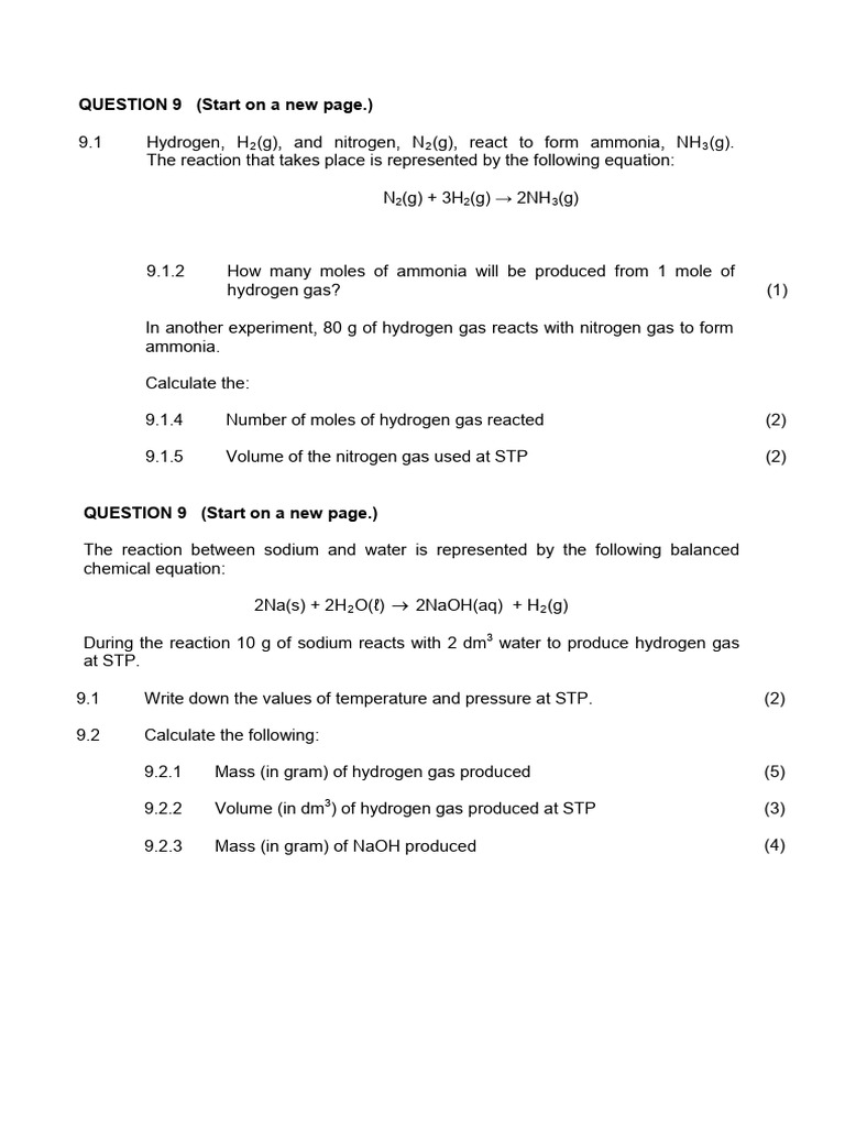 Grade 10 Stiochiometry | PDF | Ammonia | Gases