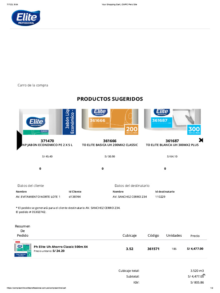 Your Shopping Cart - CMPC Perú Site PAPEL | PDF