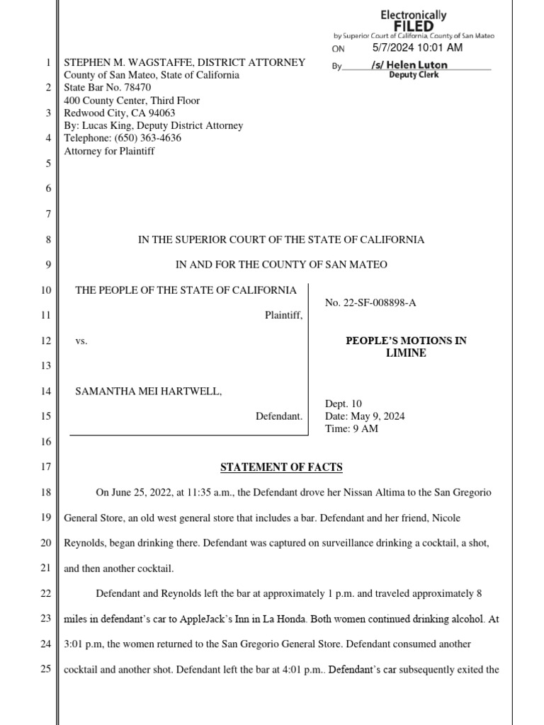 Motion in Limine Filed | PDF | Driving Under The Influence | Miranda Warning