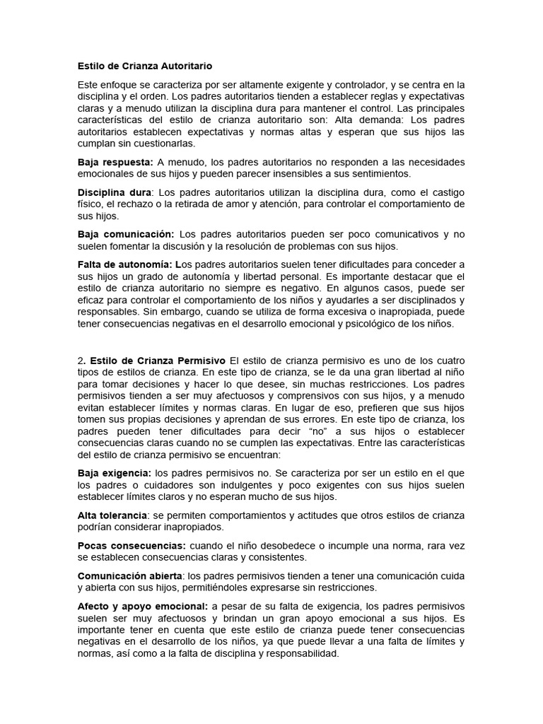 Estilo de Crianza Autoritario y sus Efectos | PDF | Las emociones ...