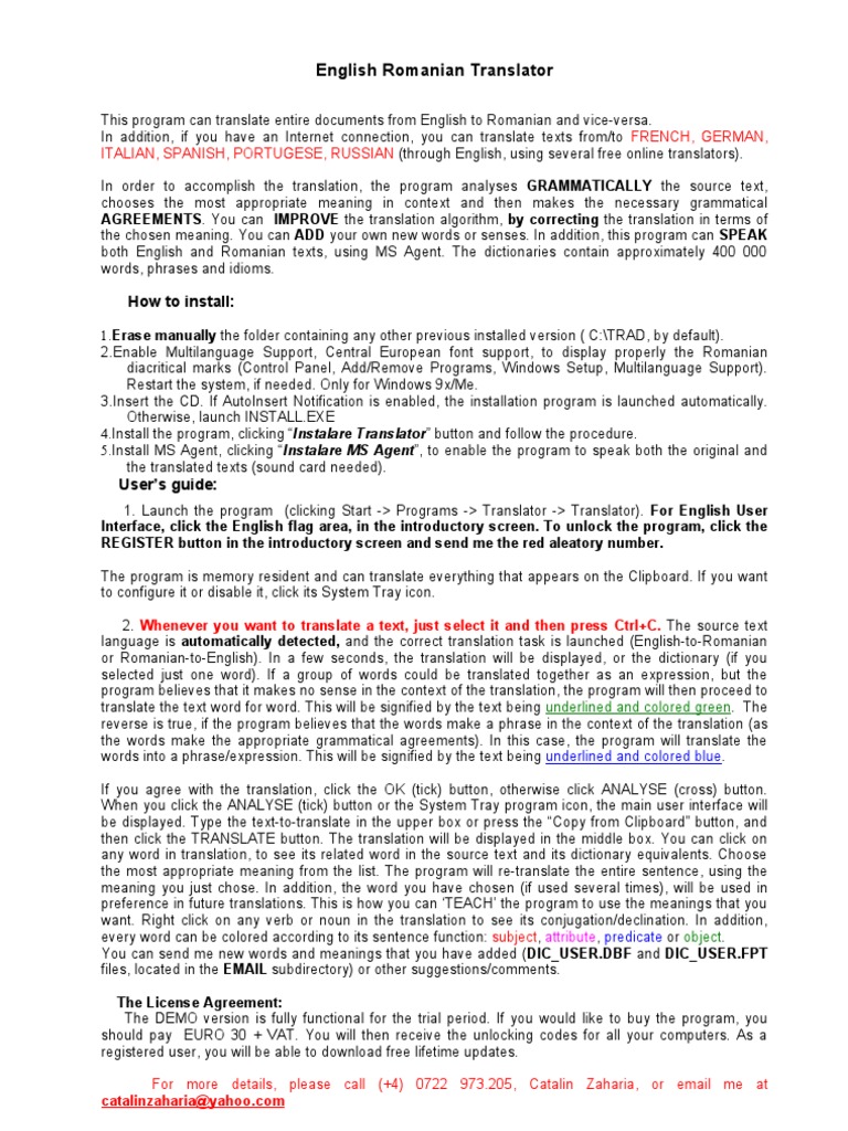 English Romanian Translator | PDF | Translations | Word