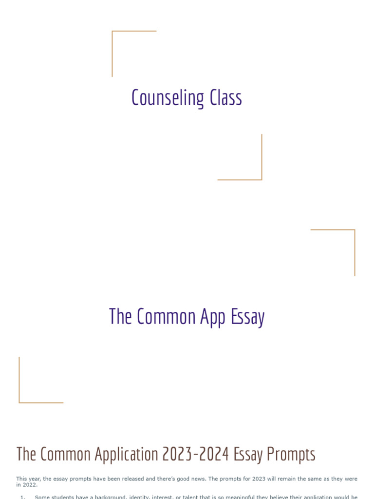 Counseling Curriculum - Common App Essay | PDF | Essays | College ...