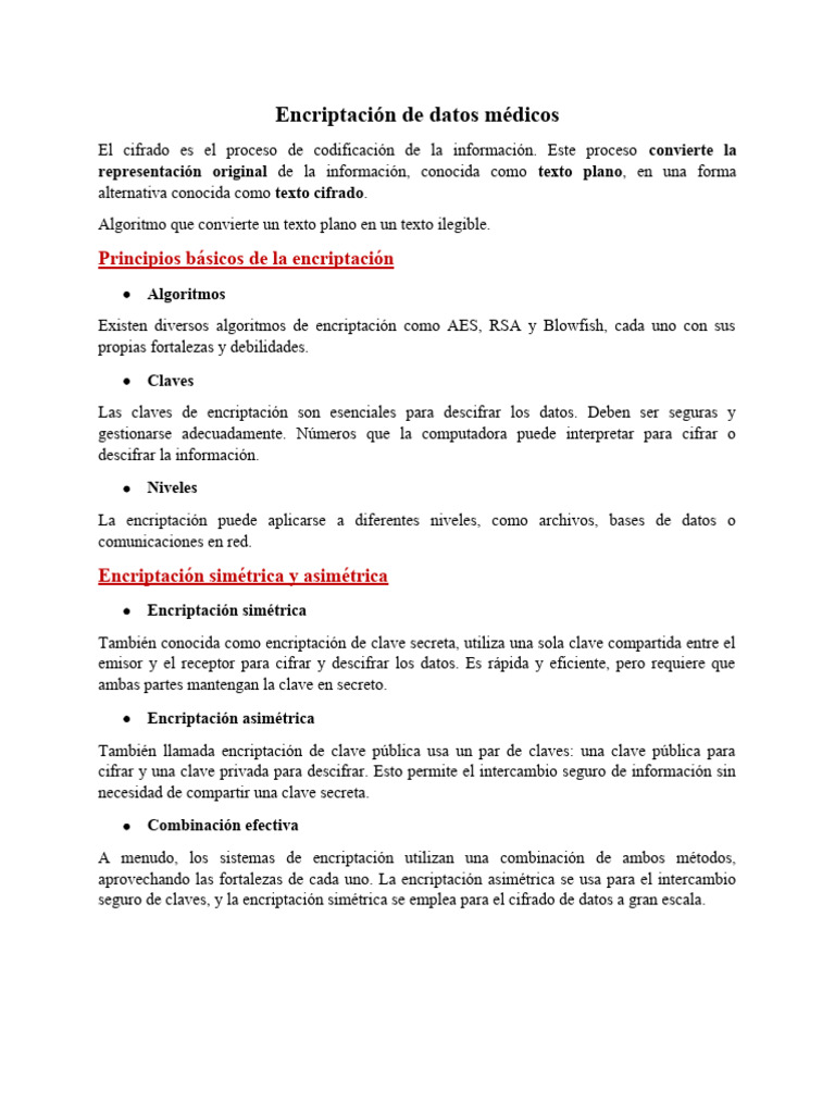 Encriptacion de Datos Medicos | PDF | Cifrado | Clave (criptografía)