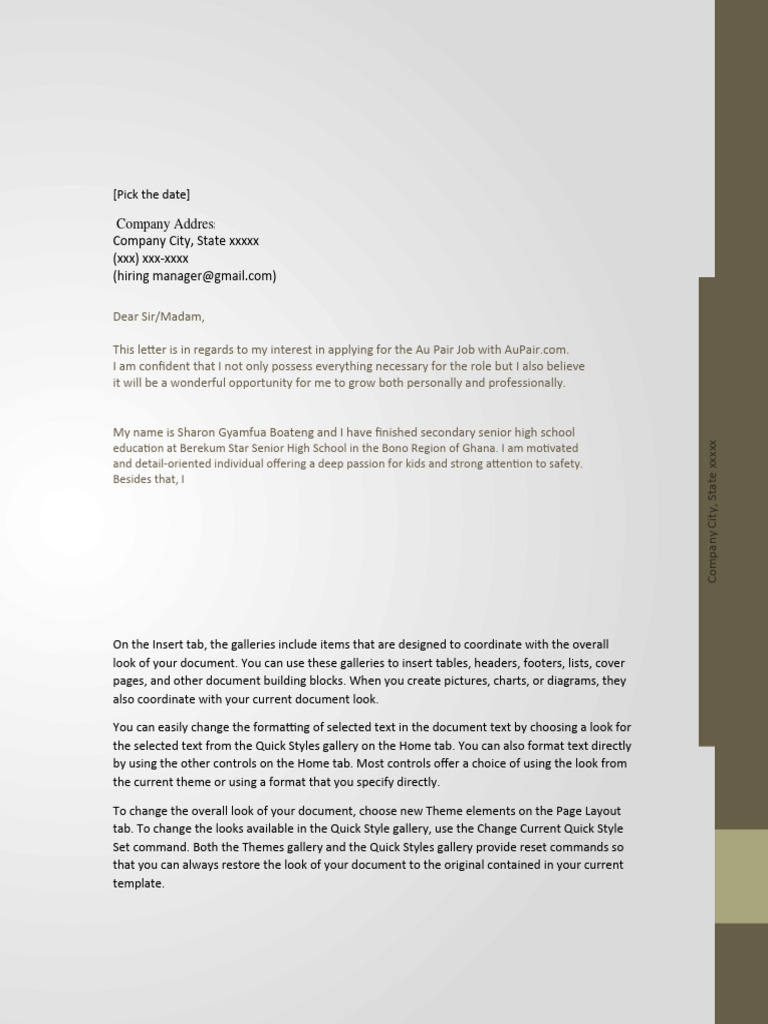 Au Pair Application Pdf