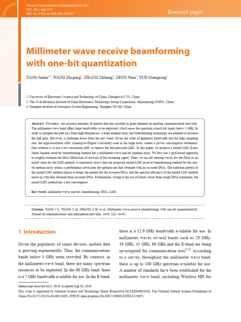 Millimeter Wave Beamforming Study | PDF | Antenna (Radio) | Analog To ...