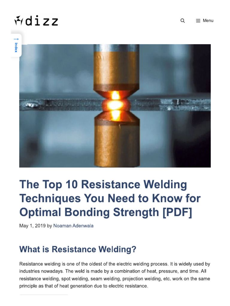 Resistance Welding - Parts, and Types Notes | PDF