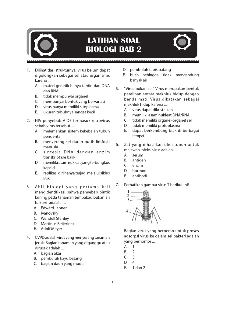 Latihan Soal Biologi Bab 2. Virus | PDF