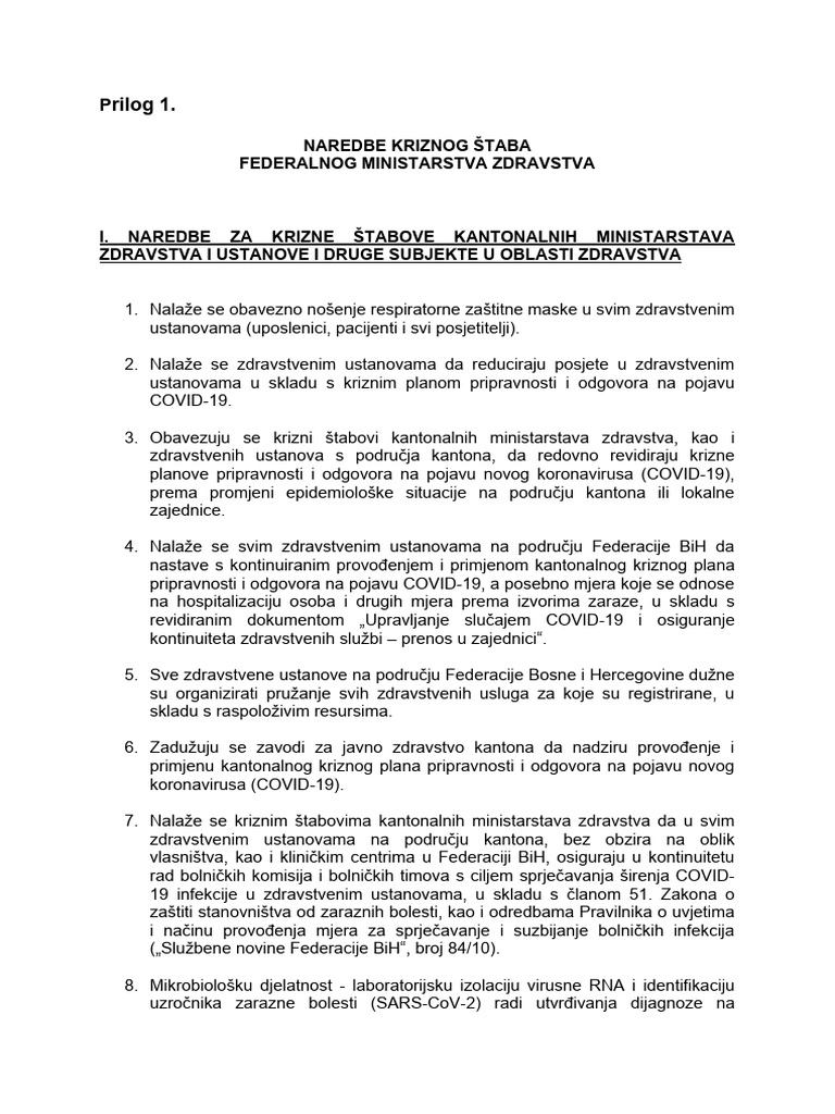 Naredbe I Preporuke - 10022023 BOS | PDF