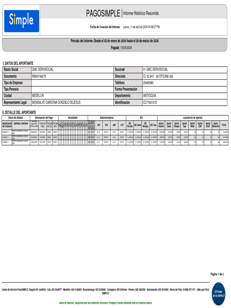 modelo de planillas simple | PDF