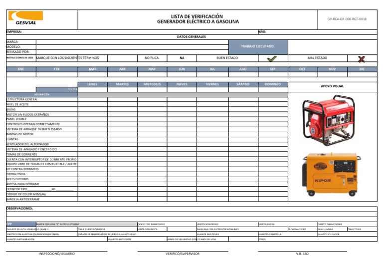 Gv-Rca-Gr-000-Rgt-0018 - Generador Electrico A Gasolina | PDF