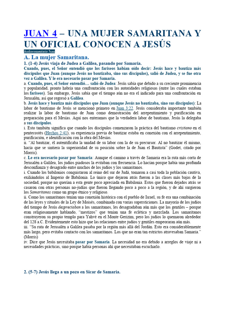 Juan Capitulo 4 | PDF | Jesús | Samaria