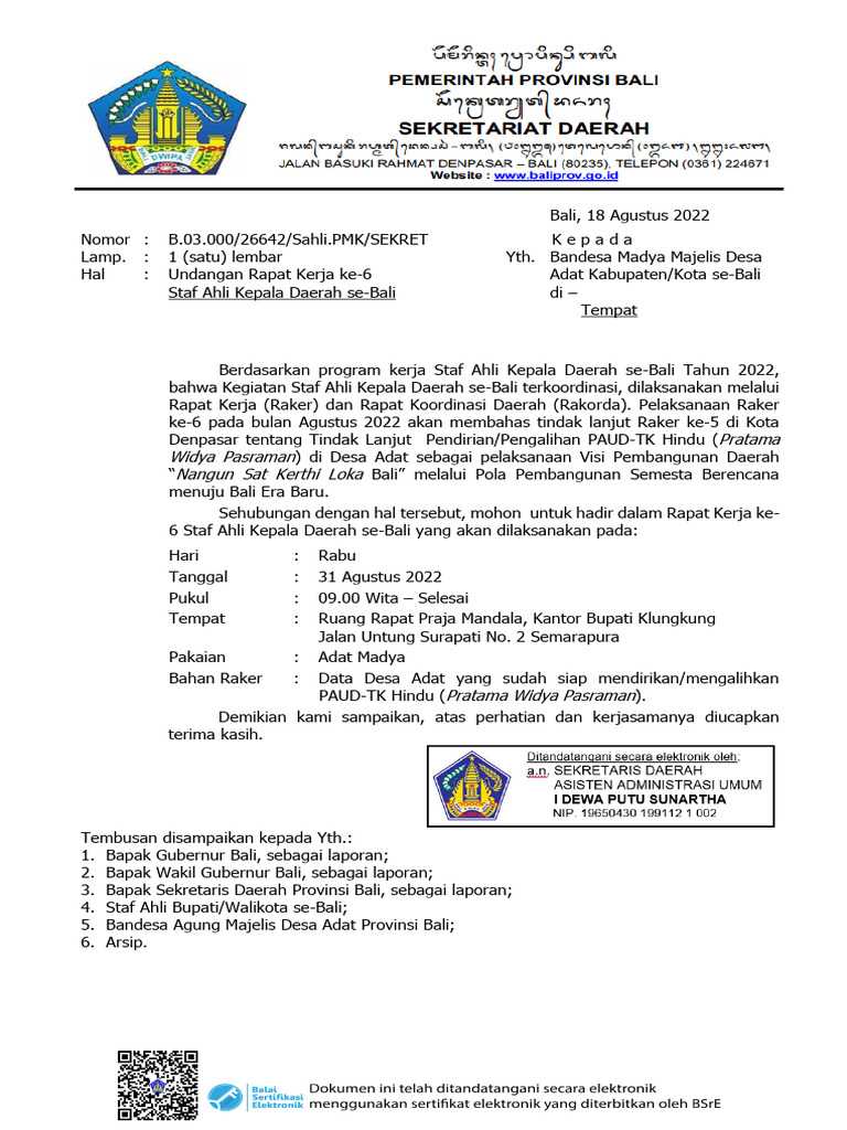 Undangan Raker Bandesa Madya | PDF