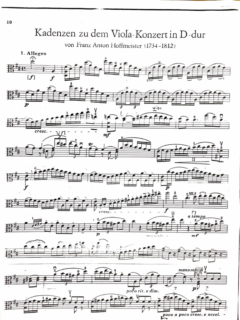 F. A. Hoffmeister - Viola Concerto D-Dur (Kadencja) | PDF