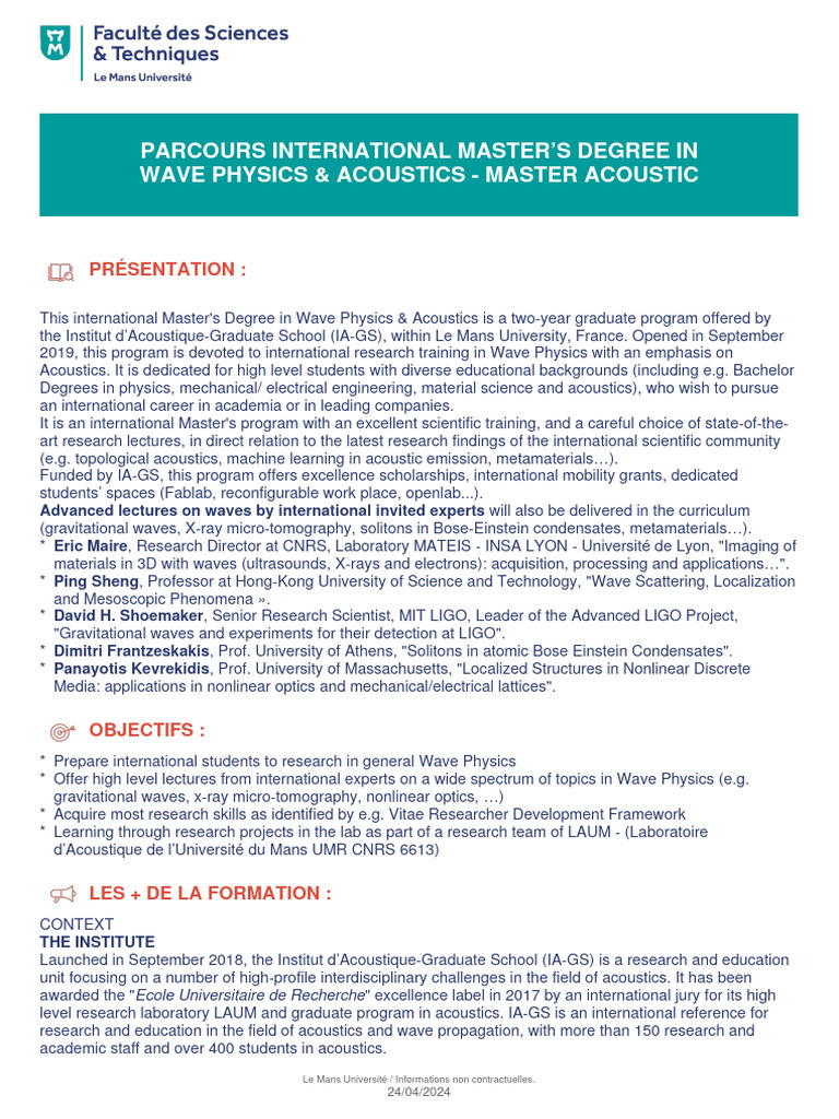 International Master's in Wave Physics | PDF | Physics | Acoustics