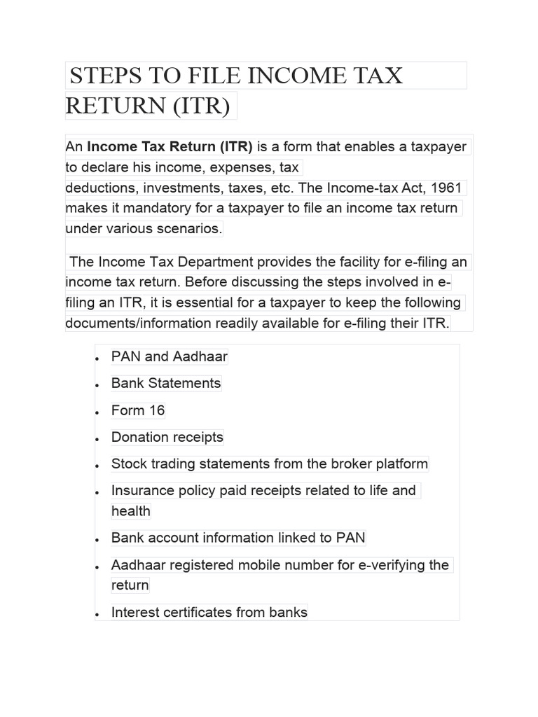 Steps to File Income Tax Return | PDF | Income Tax | Taxes