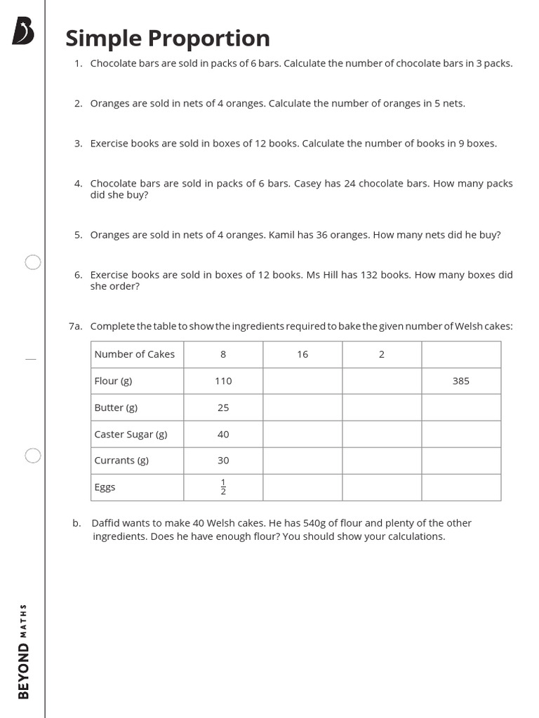 Simple Proportion | PDF | Cakes | Chocolate