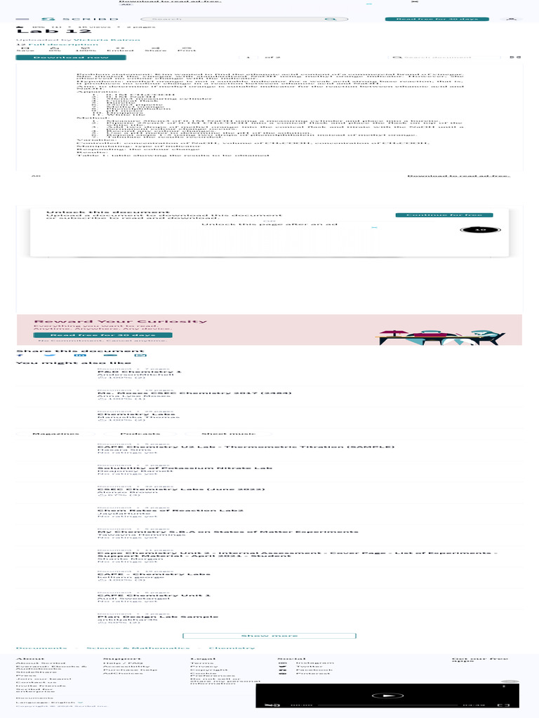 Lab 12 PDF Titration Chemistry | PDF | Titration | Chemistry