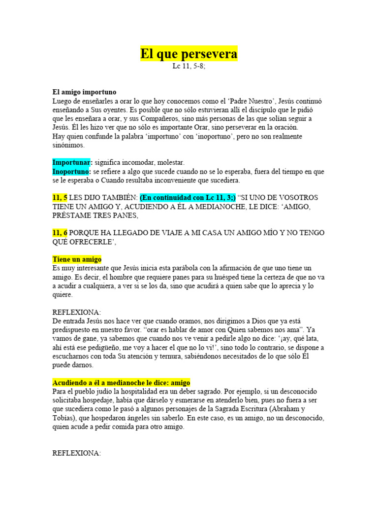 El Que Persevera | PDF | Oración | Jesús