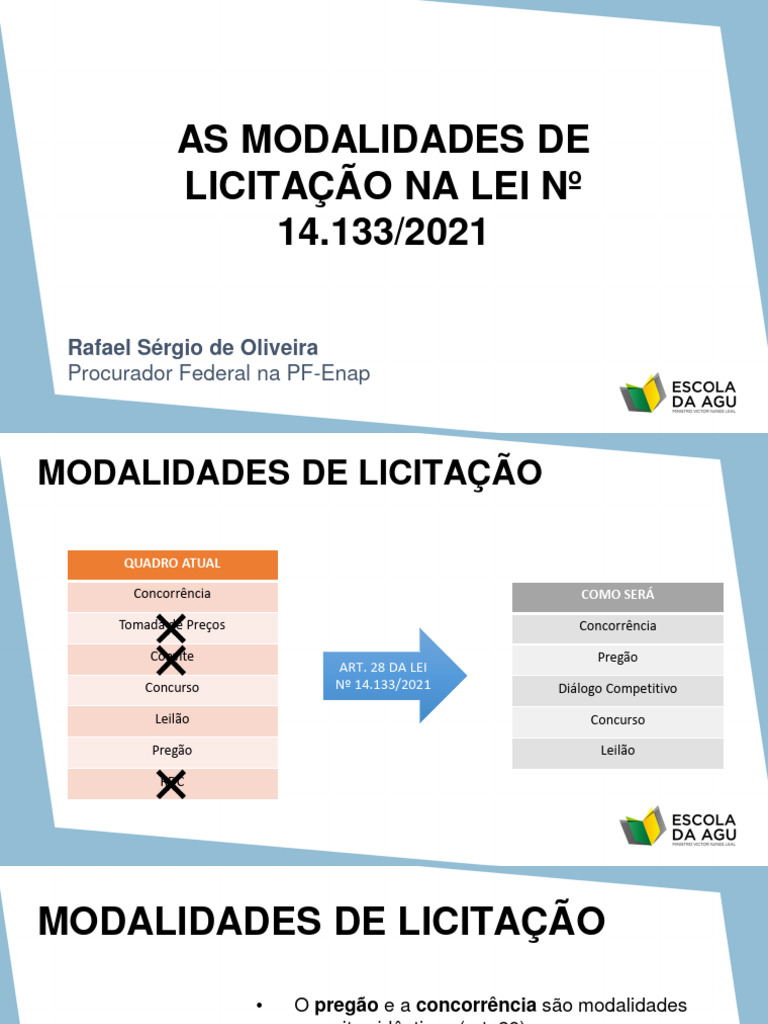 Modalidades de Licitação na Lei 14.133/2021 | PDF