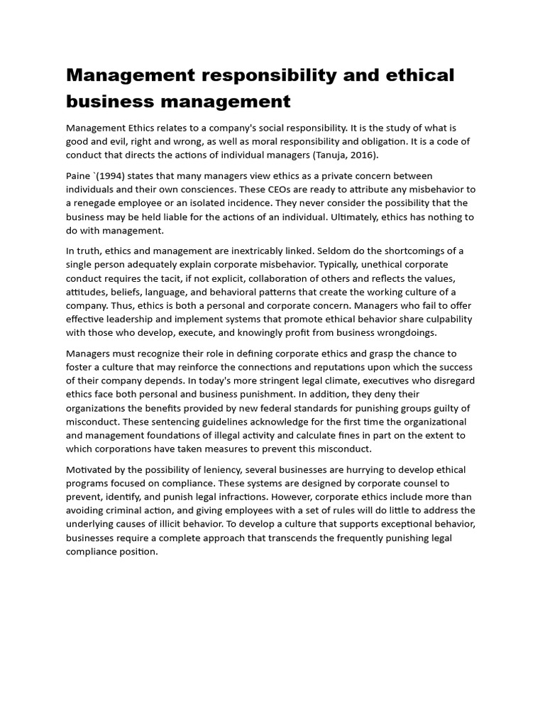 Ethical Management in Business Practices | PDF | Business Ethics | Morality