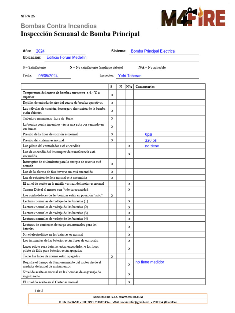 Inspección Semanal de Bomba Principal.dotx | Descargar gratis PDF ...