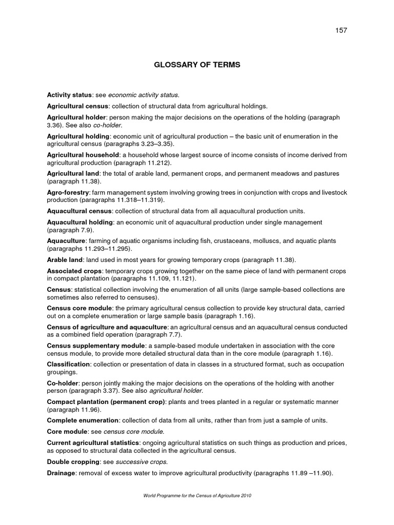 Agricultural Census Terms Glossary | PDF | Census | Agriculture