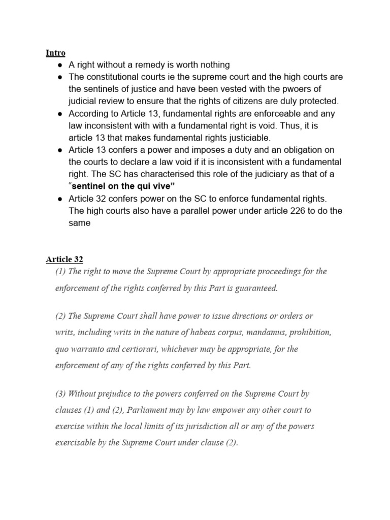 Article 32 and 226 | PDF | Writ | Habeas Corpus