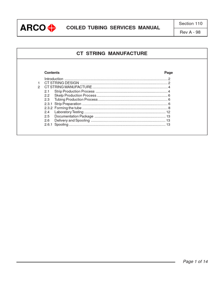 110 Arco CT Manual | PDF | Pipe (Fluid Conveyance) | Rolling (Metalworking)