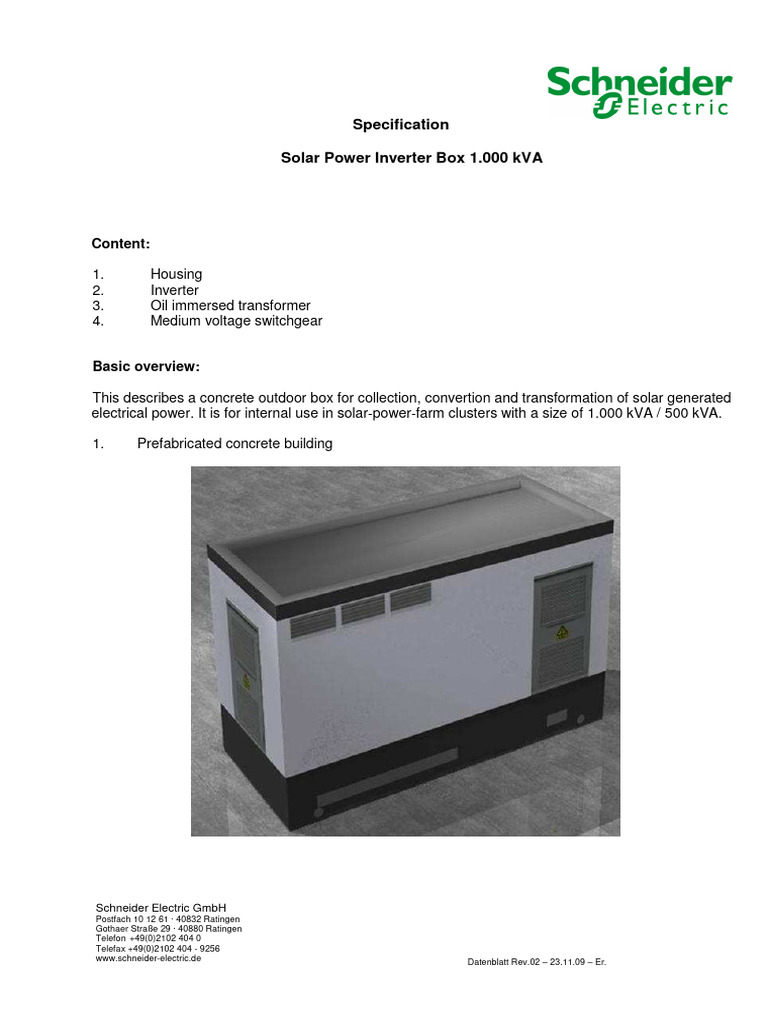PV-Box 1000kVA Spec Englrev02 | PDF | Alternating Current | Electrical ...