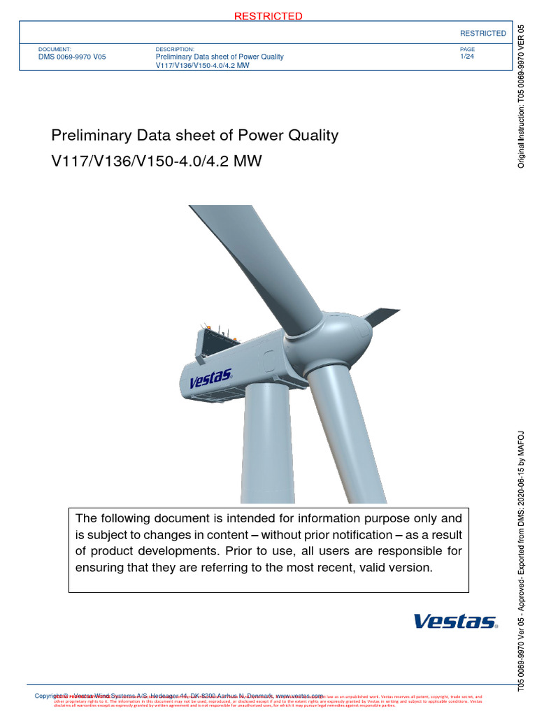 0069-9970 - V05 - V117-150 4.0 - 4.2MW Estimated PQ Data Sheet | PDF ...