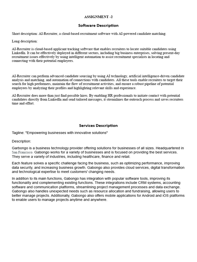 Assignment 2 | PDF | Recruitment | Mobile App