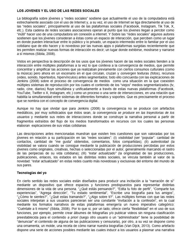 Jóvenes y Redes Sociales: Convergencia y Autenticidad | PDF | Facebook ...