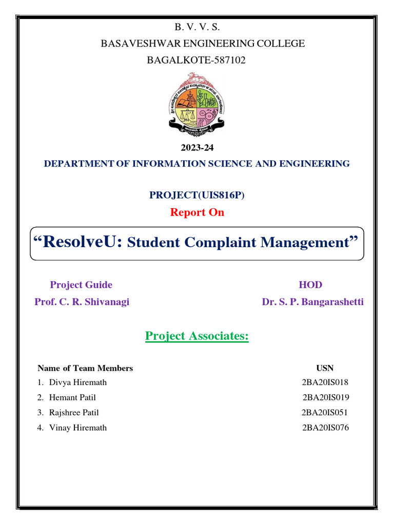 ResolveU: Student Complaint System | PDF | Databases | Usability