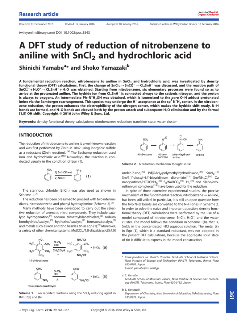 A DFT Study of Reduction of Nitrobenzene To | PDF | Chemical Reactions ...