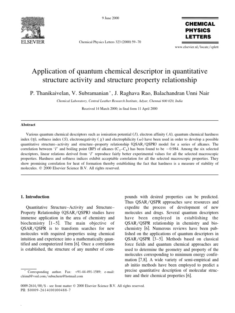Application of Quantum Chemical Descriptor in Quantitative | PDF ...