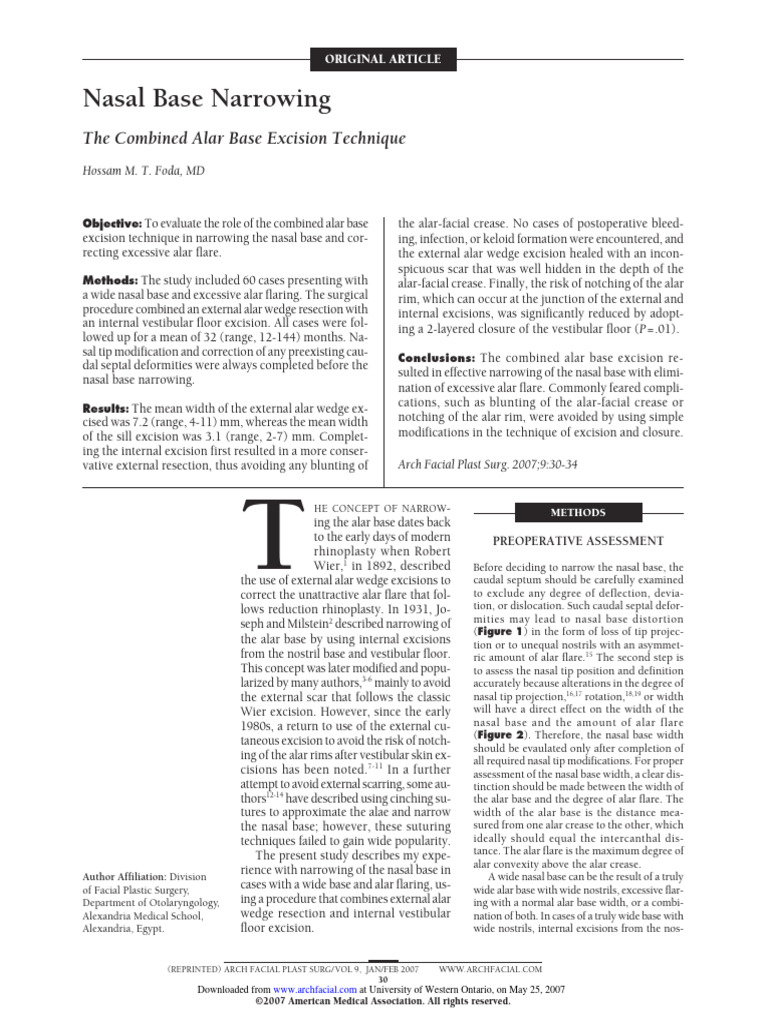 Nasal Base Reduction | PDF | Human Nose | Surgery